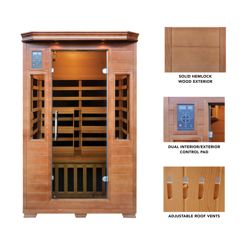 Heatwave 2-Person Hemlock Premium Infrared Sauna with 6 Carbon Heaters & Reviews | Wayfair